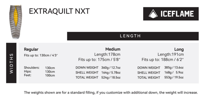 Extra Quilt NXT - Down Quilt - Ice Flame Outdoor Gears